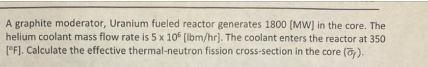 A graphite moderator, Uranium fueled reactor | Chegg.com