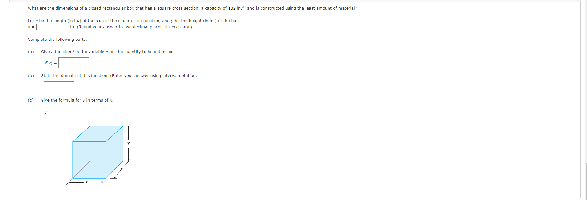 Solved What are the dimensions of a closed rectangular box | Chegg.com