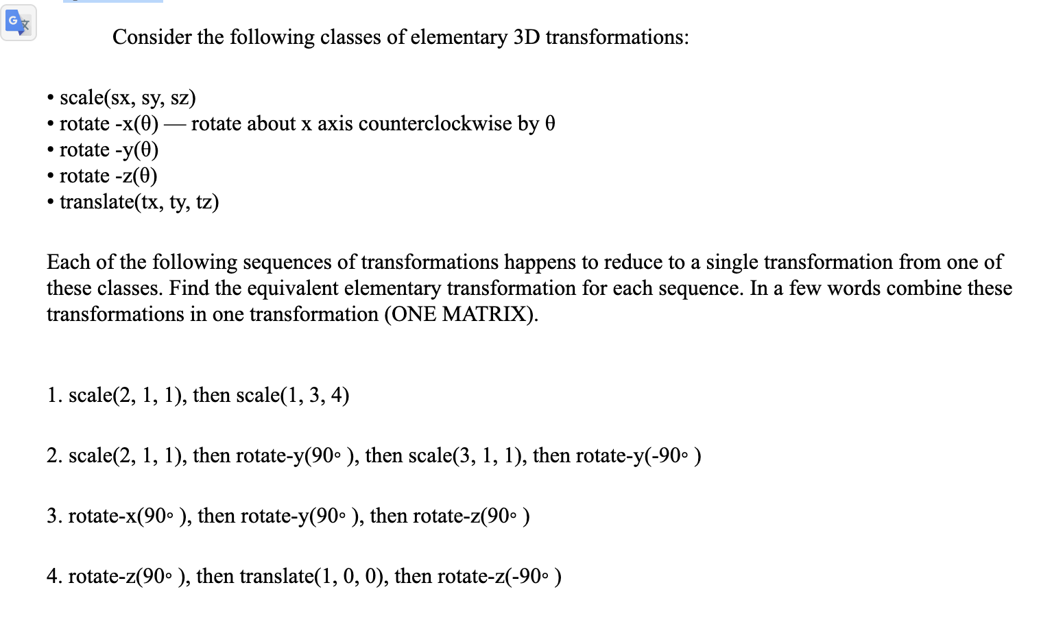 Solved Consider the following classes of elementary 3D | Chegg.com