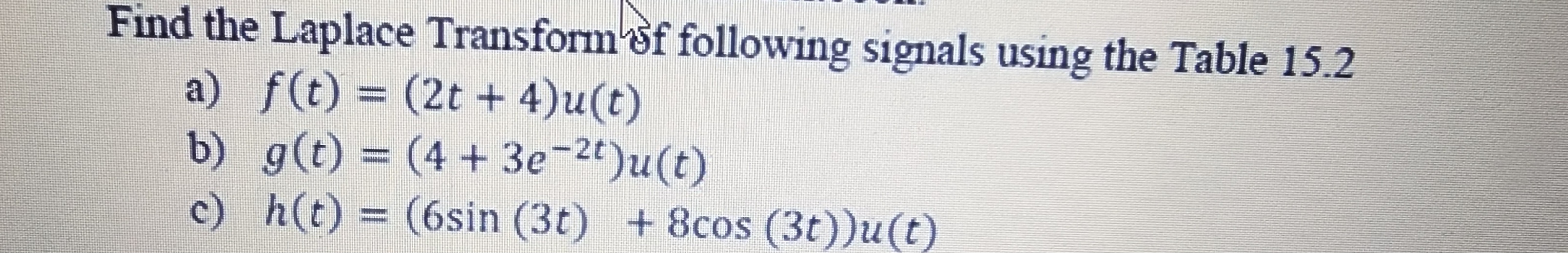 Solved Find the Laplace Transform following signals using | Chegg.com
