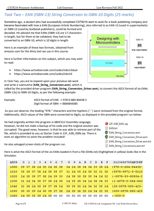 Solved CST8216 Processor Architecture Lab Exercises Last | Chegg.com