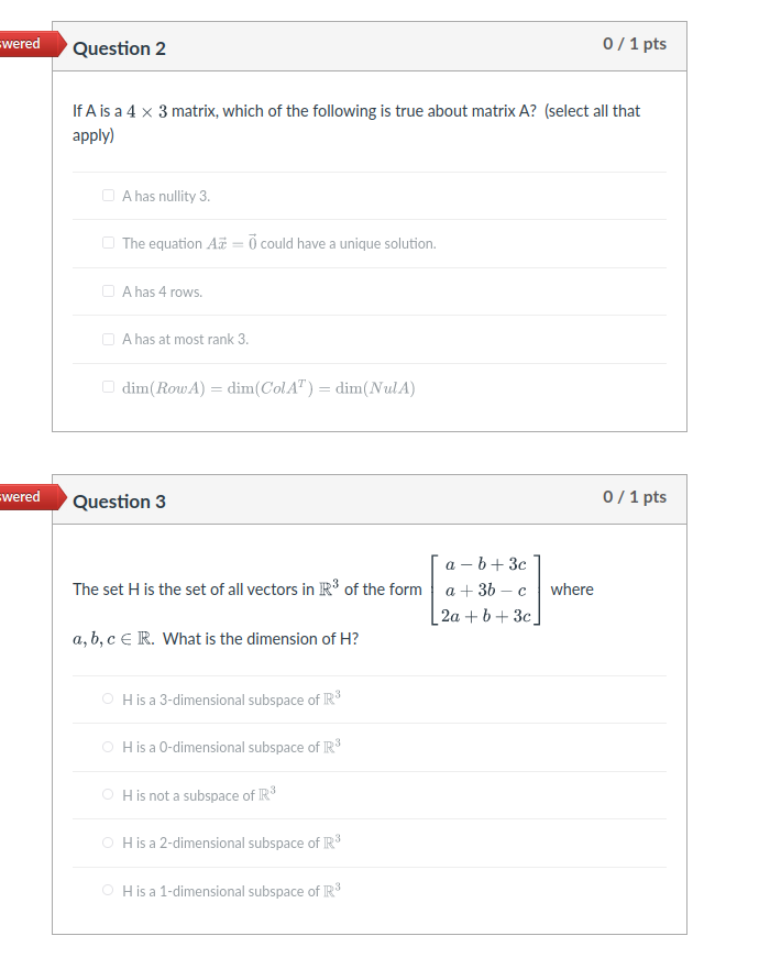 Solved Match the following matrices to the name of the type | Chegg.com