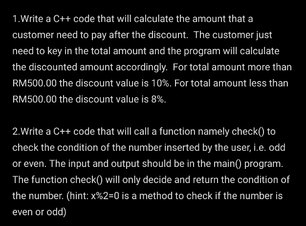 Solved 1. Write a C++ code that will calculate the amount | Chegg.com
