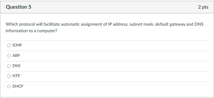 Solved Which protocol will facilitate automatic assignment | Chegg.com