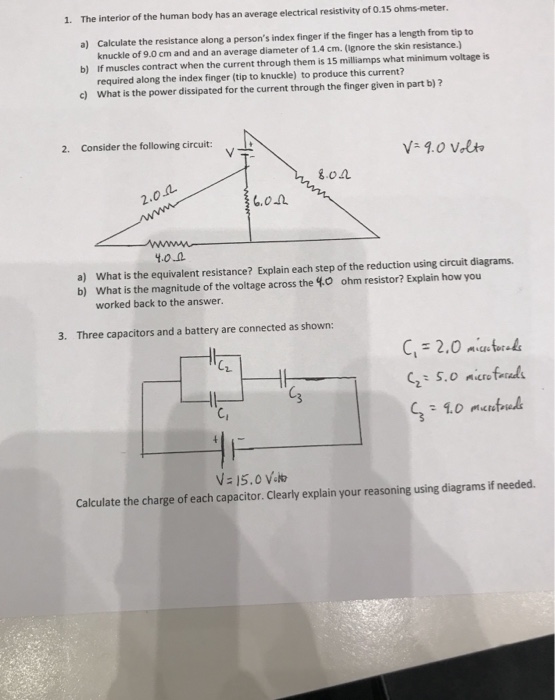 Solved 1. The interior of the human body has an average | Chegg.com