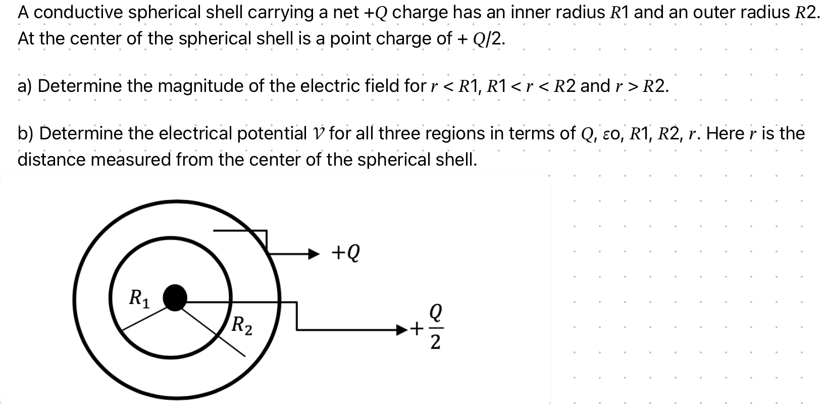Solved A conductive spherical shell carrying a net +Q charge | Chegg.com