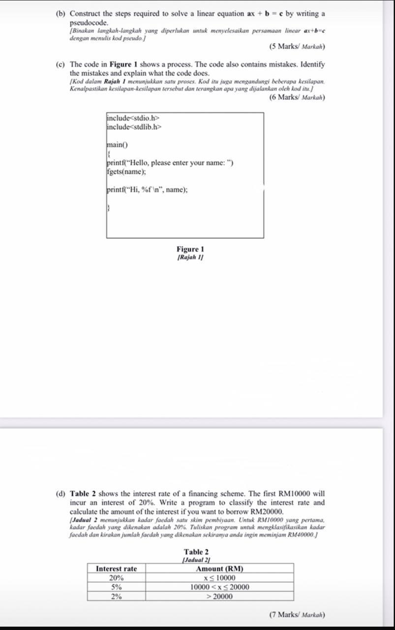Solved (b) Construct the steps required to solve a linear | Chegg.com