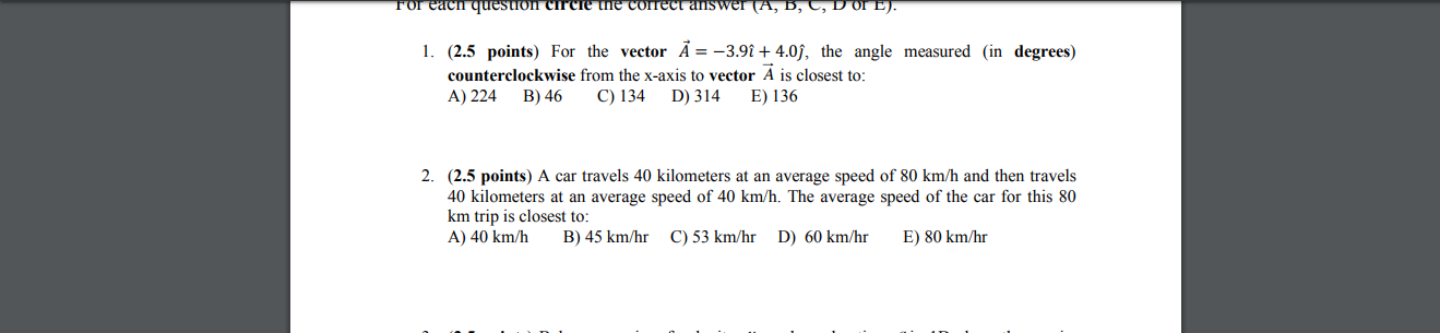 Solved: Tor Each Question Circle The Correct Answer (A, B,... | Chegg.com