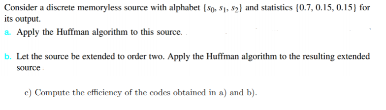 Consider a discrete memoryless source with alphabet | Chegg.com
