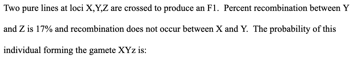 Solved Two pure lines at loci x,Y,Z ﻿are crossed to produce | Chegg.com