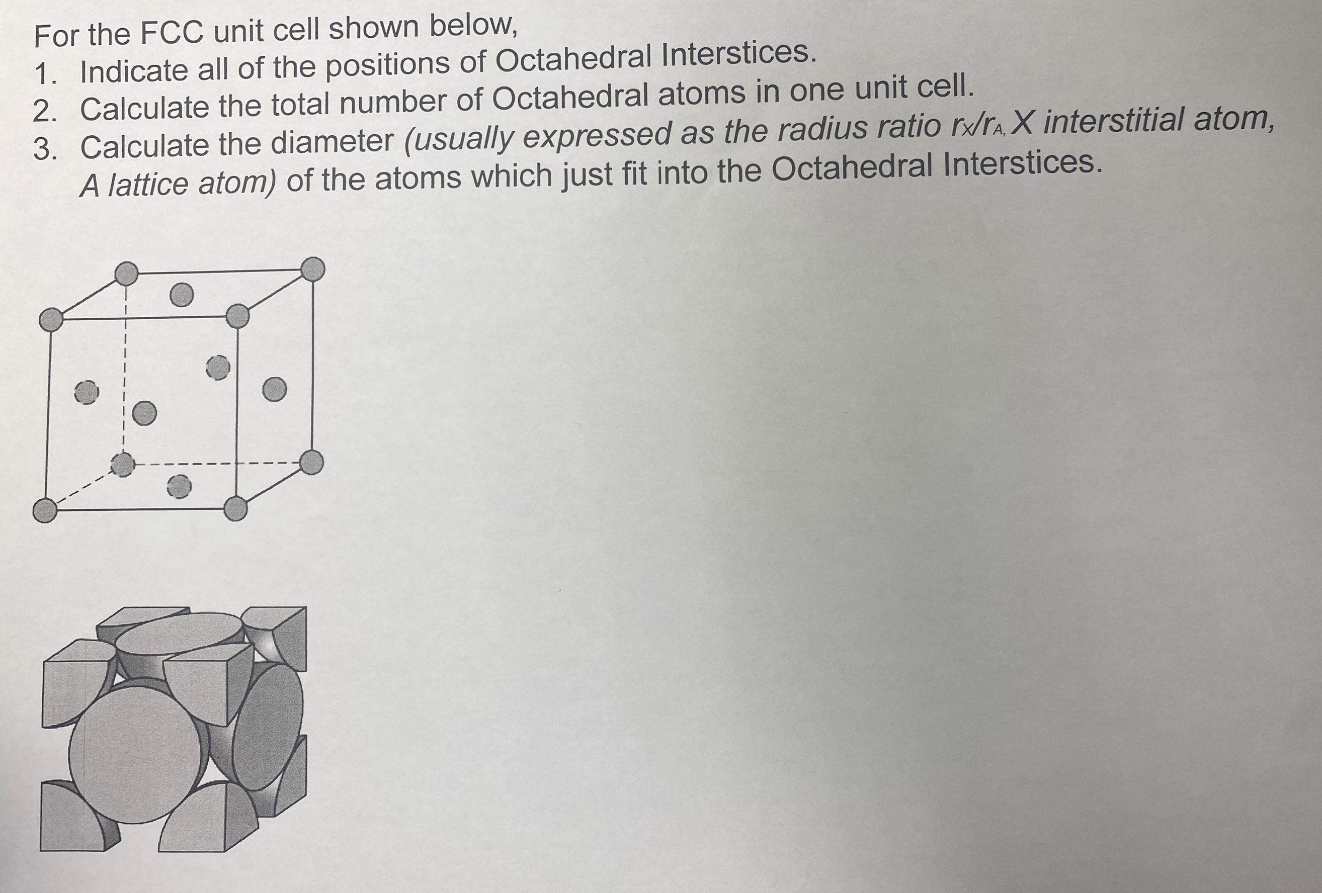 For the FCC unit cell shown below, 1. Indicate all of | Chegg.com