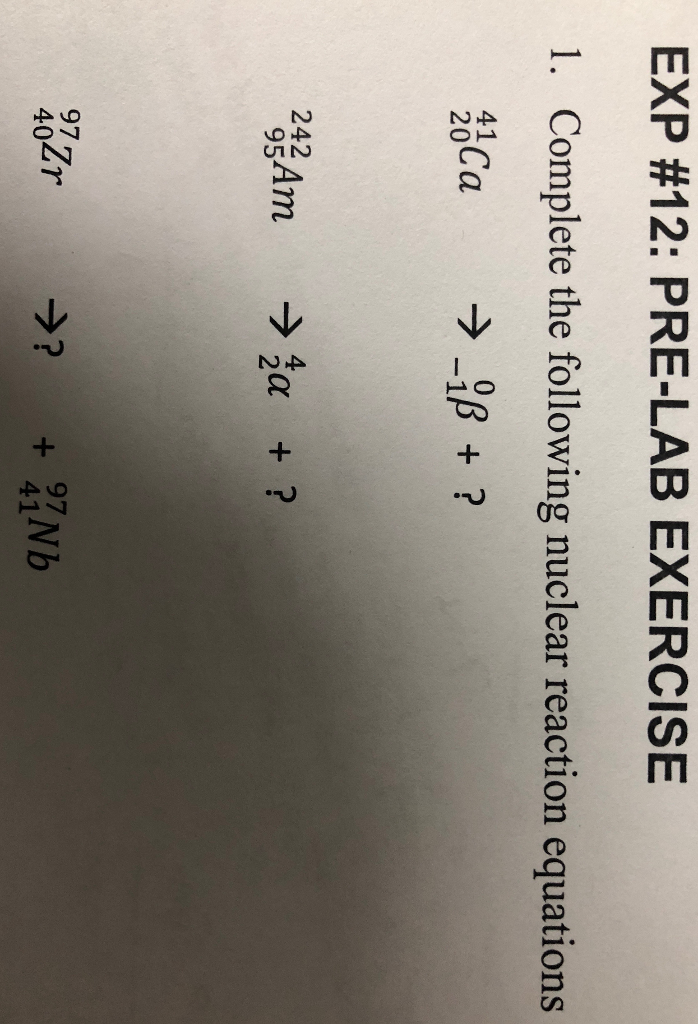 Solved EXP #12: PRE-LAB EXERCISE 1. Complete the following | Chegg.com