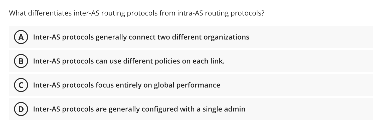 Solved What differentiates inter-AS routing protocols from | Chegg.com