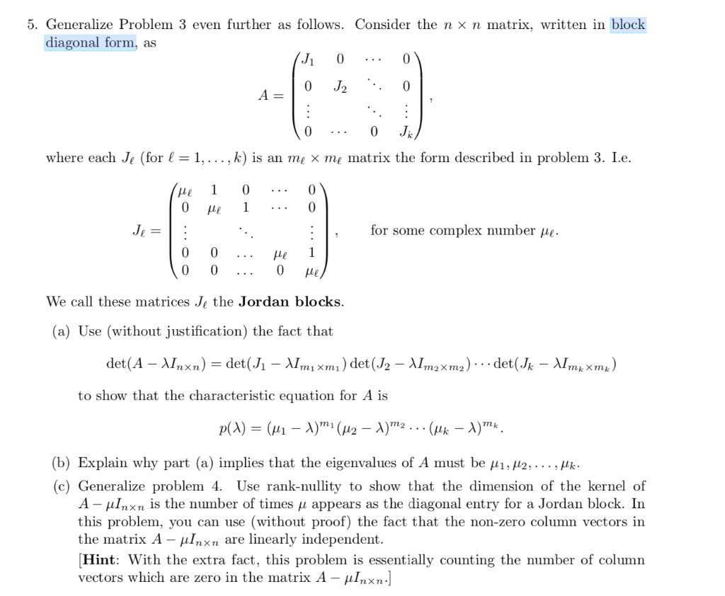 Solved 5. Generalize Problem 3 even further as follows. | Chegg.com