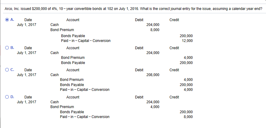 Solved Arco, Inc. issued $200,000 of 4%, 10-year convertible | Chegg.com