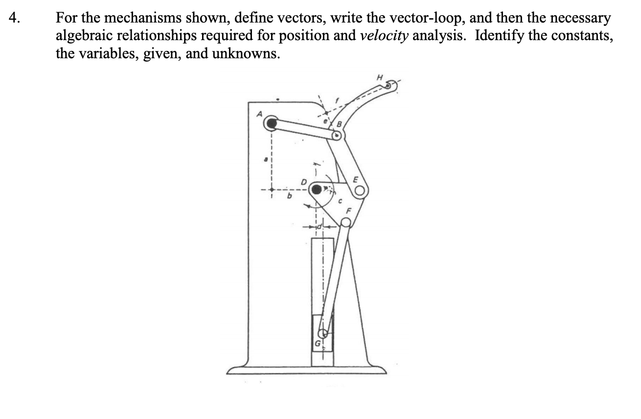 Solved 4. For the mechanisms shown, define vectors, write | Chegg.com