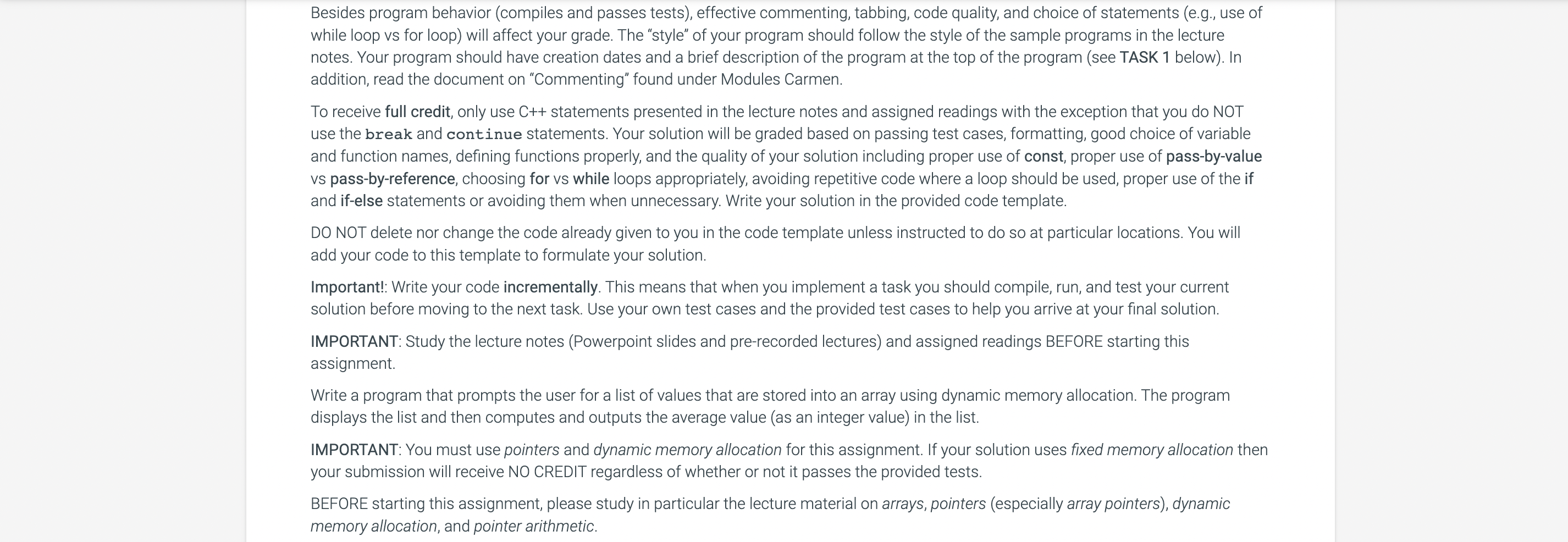 Solved Programming Assignment Write a program that prompts | Chegg.com