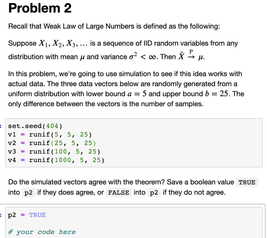 Solved Recall that Weak Law of Large Numbers is defined as | Chegg.com