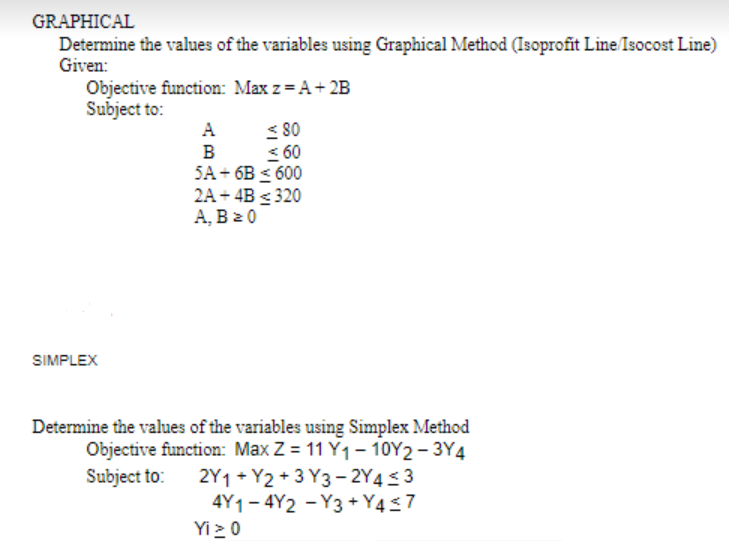 Solved GRAPHICAL Determine the values of the variables using | Chegg.com