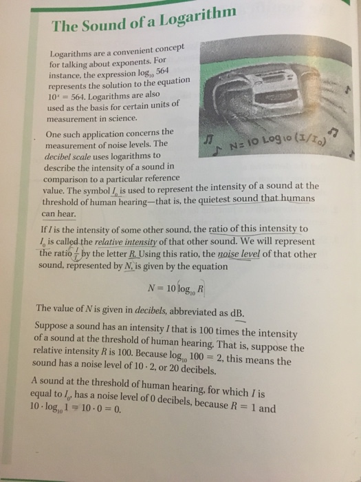 Solved The Sound of a Logarithm arithms are a convenient | Chegg.com