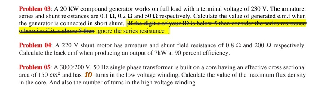 Solved Problem 03: A 20KW compound generator works on full | Chegg.com