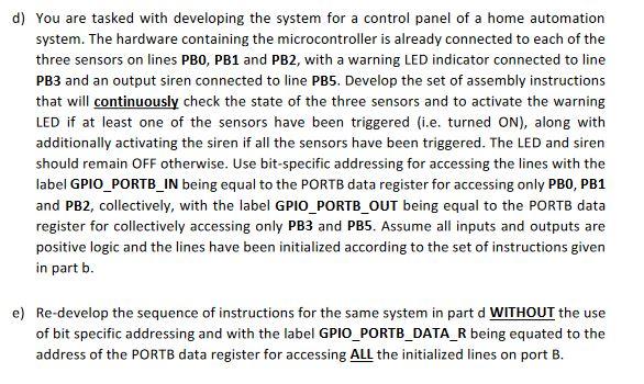 Tm4c123 microcontroller, here is the initialization | Chegg.com