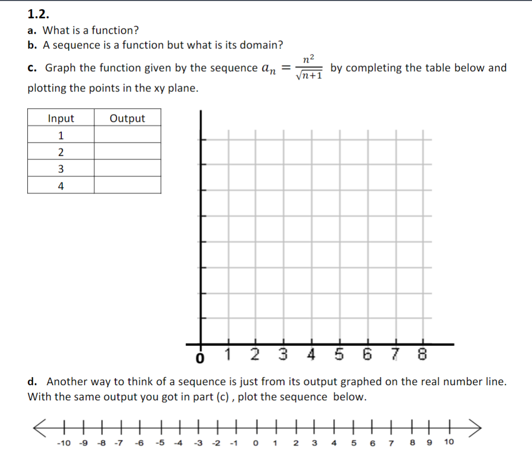Solved 1.2 . a. What is a function? b. A sequence is a | Chegg.com