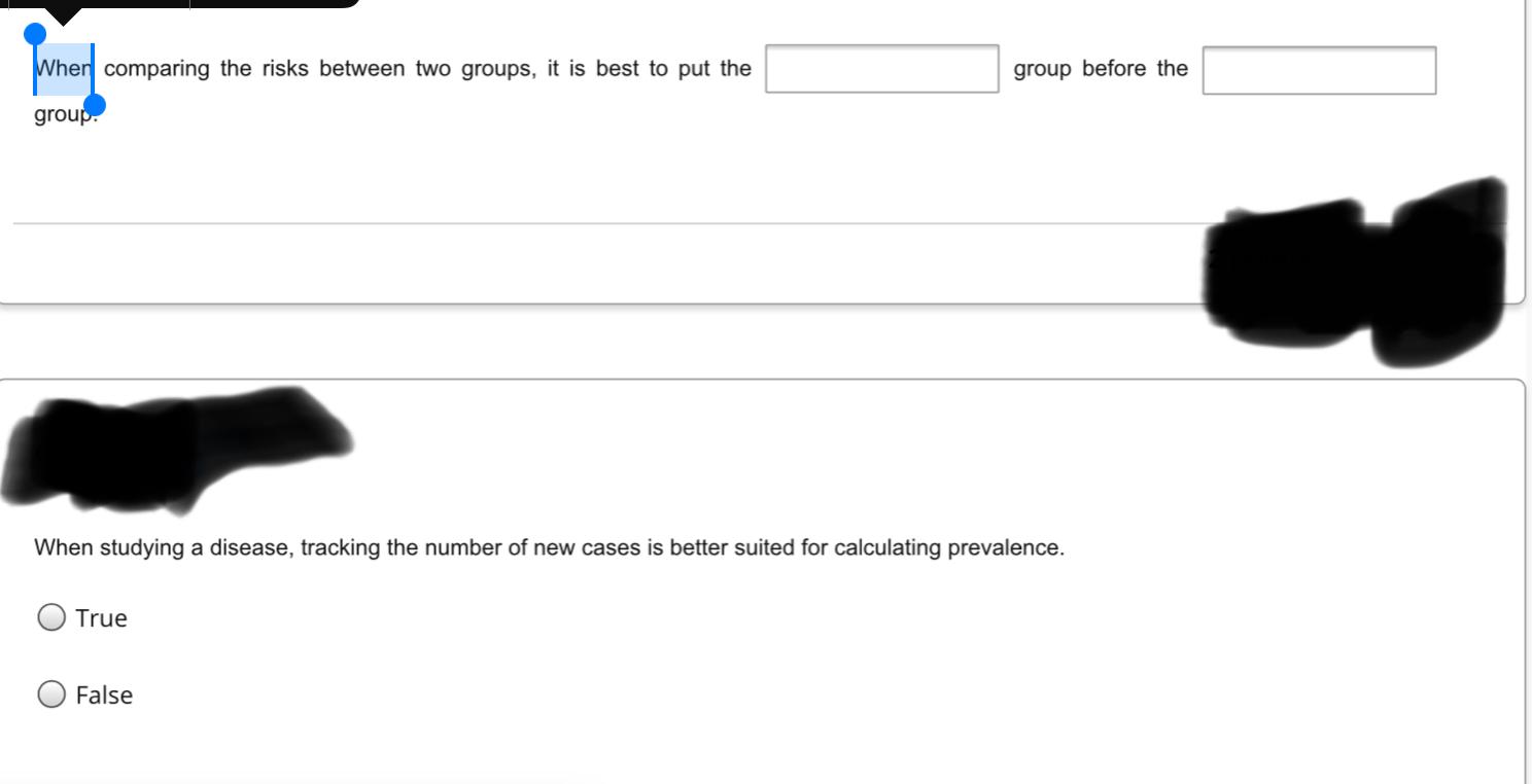 Solved Wher comparing the risks between two groups, it is | Chegg.com