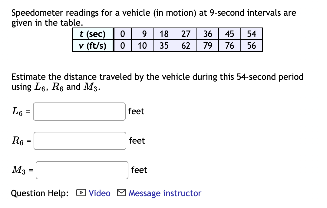 Solved Speedometer readings for a vehicle (in motion) ﻿at | Chegg.com