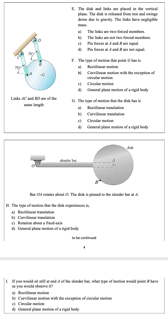Solved E. The disk and links are placed in the vertical | Chegg.com