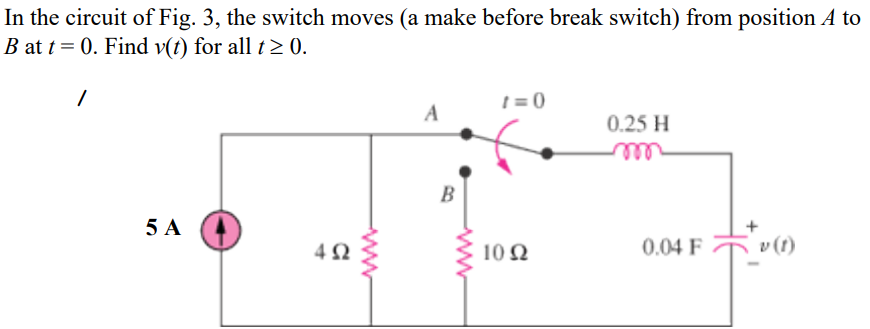 Solved In the circuit of Fig. 3, the switch moves (a make | Chegg.com