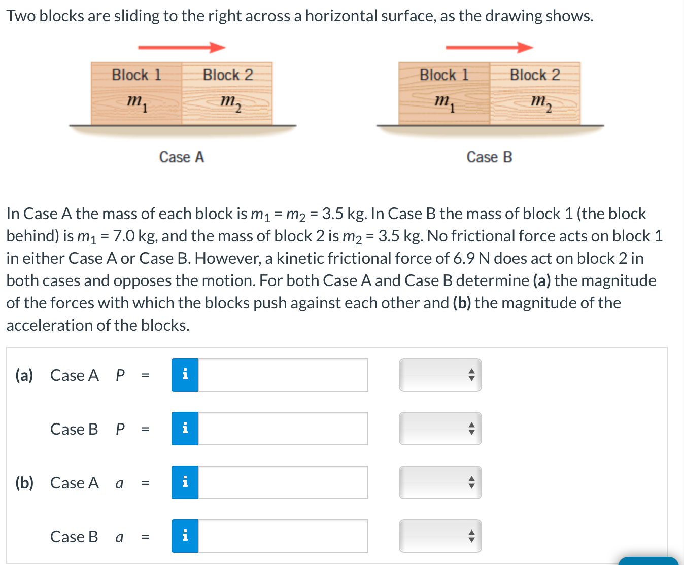 Solved Two blocks are sliding to the right across a | Chegg.com