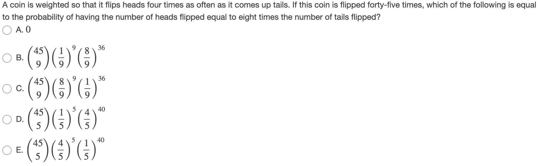 Solved A coin is weighted so that it flips heads four times | Chegg.com