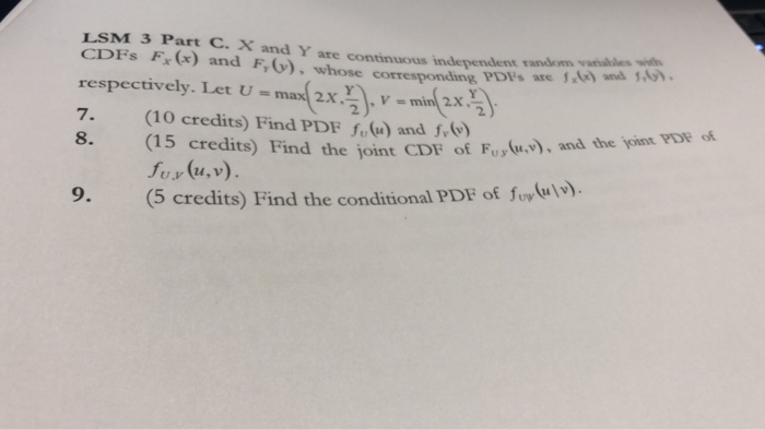 Solved LSM 3 Part C. X and Y are continuous independent CDFs | Chegg.com