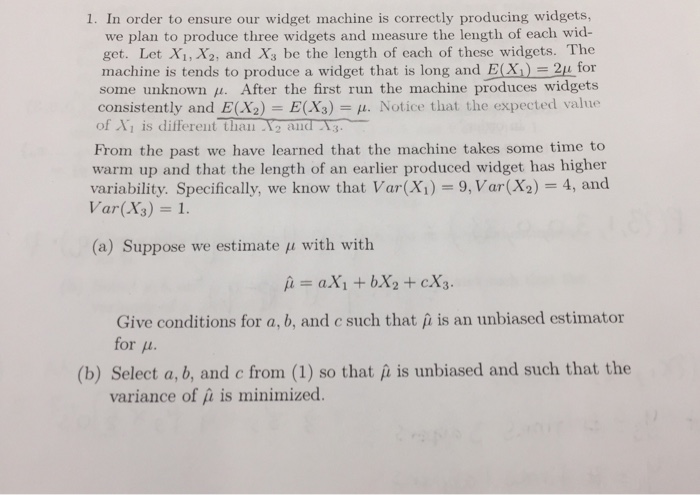 Solved In order to ensure our widget machine is correctly | Chegg.com