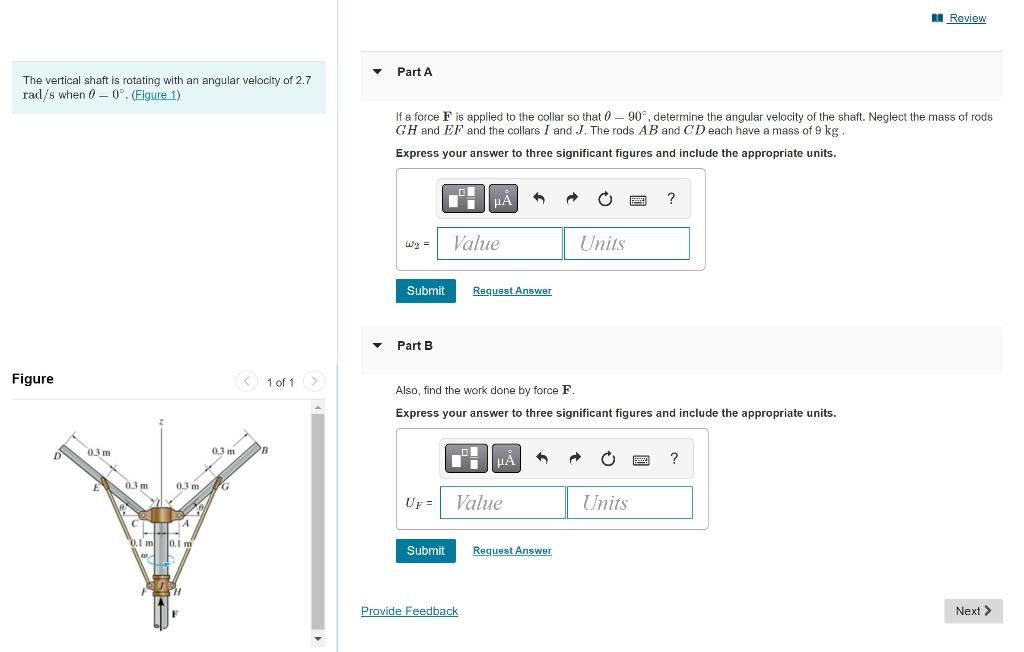 Solved The vertical shaft is rotating with an angular | Chegg.com