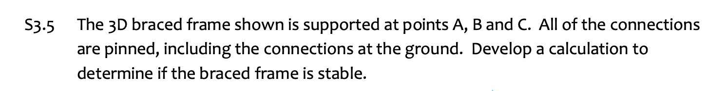 S3.5 The 3D braced frame shown is supported at points | Chegg.com