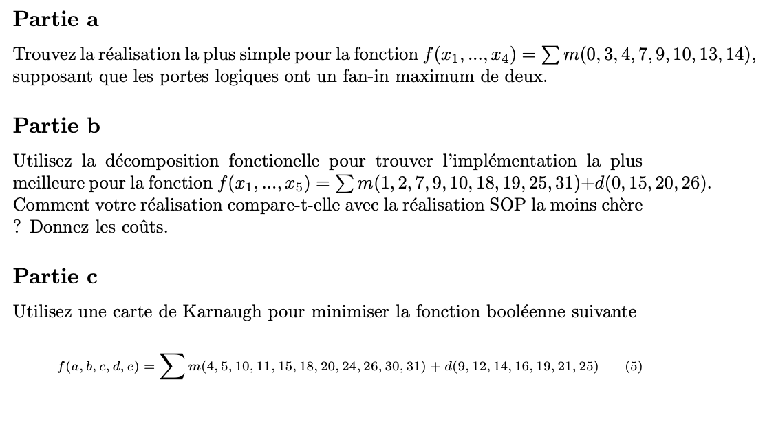 Solved Partie a Trouvez la réalisation la plus simple pour | Chegg.com