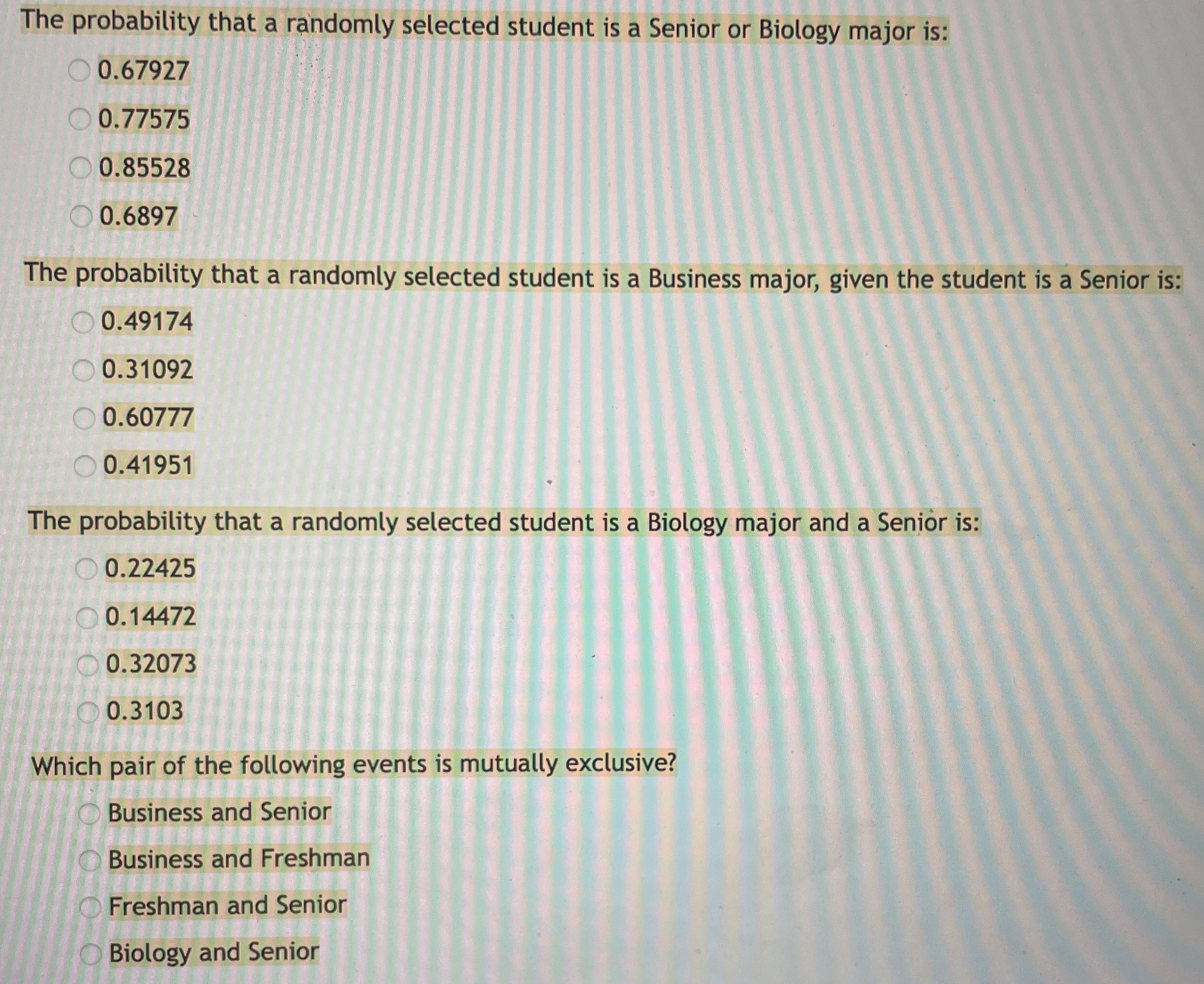 Solved The Following Table Gives The Two Way Classification 