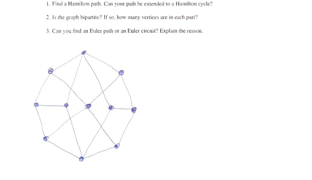 Solved 1. Find a Hamilton path. Can your path be extended to | Chegg.com
