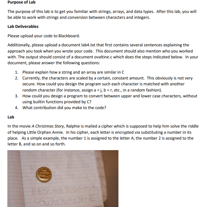 Solved Purpose of Lab The purpose of this lab is to get you | Chegg.com