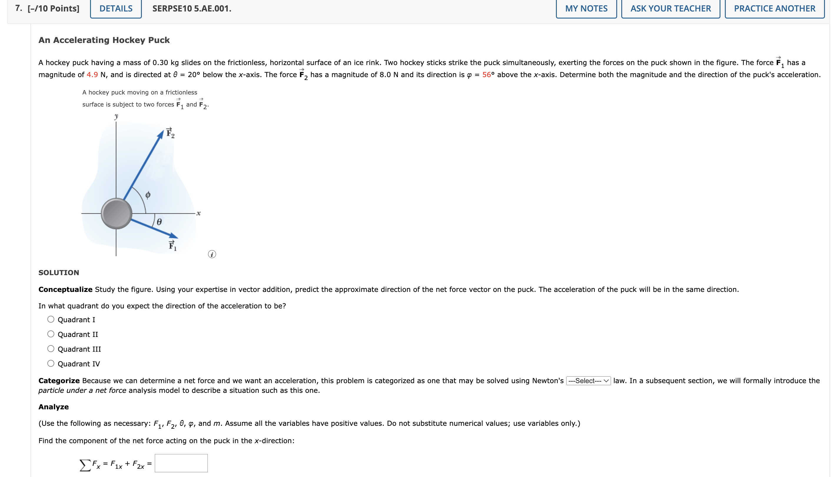 Solved A hockey puck moving on a frictionless surface is | Chegg.com