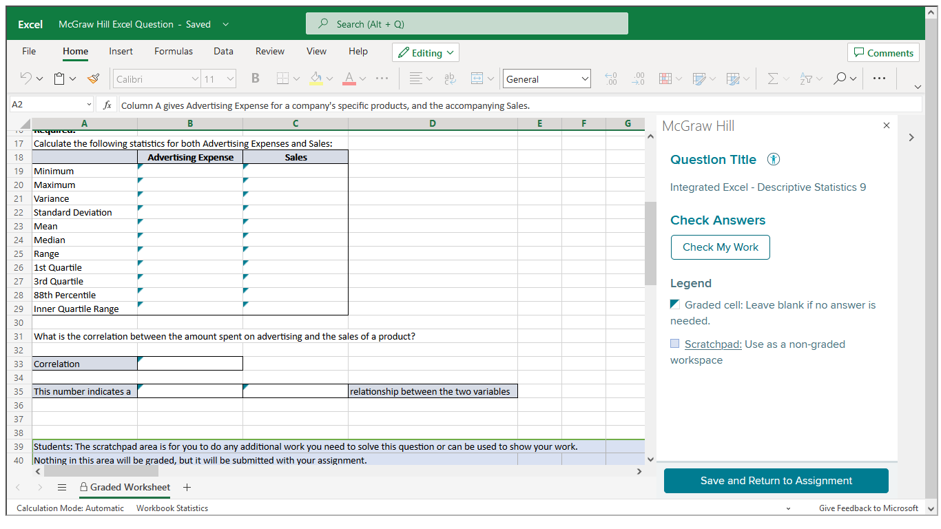 Solved Excel formulas please!! Column A gives Advertising | Chegg.com
