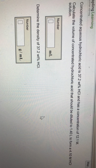 Solved Concentrated aqueous hydrochloric acid is 37.2 wt% | Chegg.com