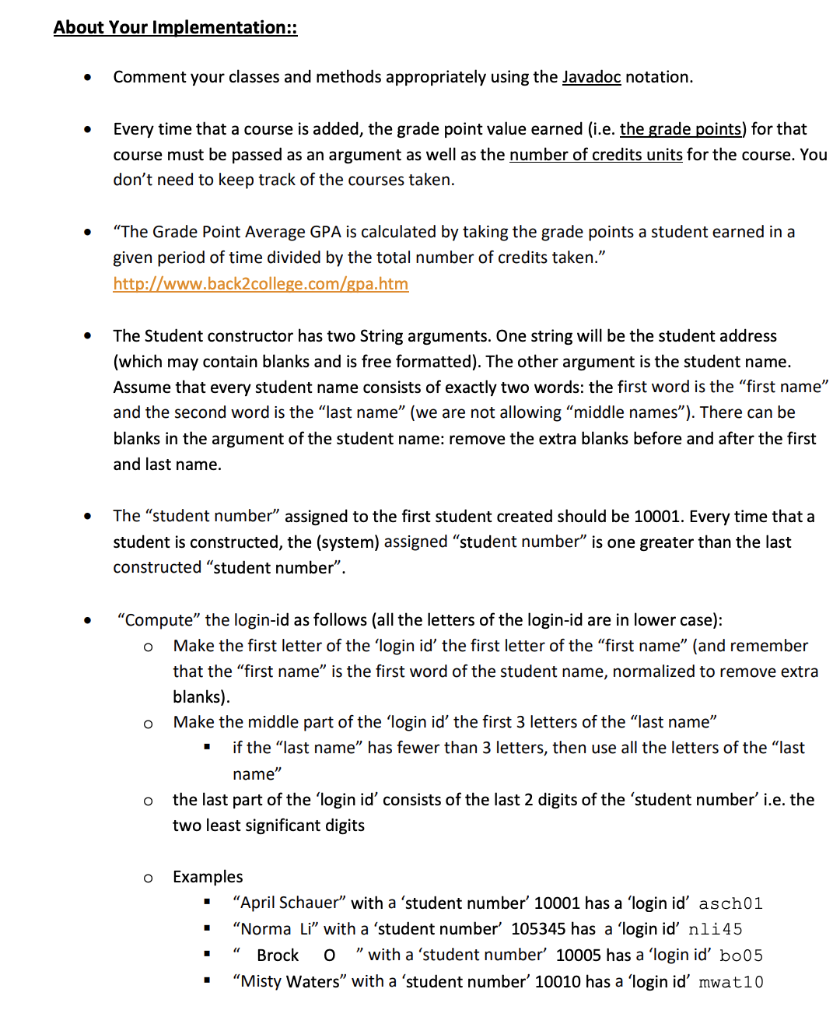 Solved Program: Implement a class called Student. . . A | Chegg.com