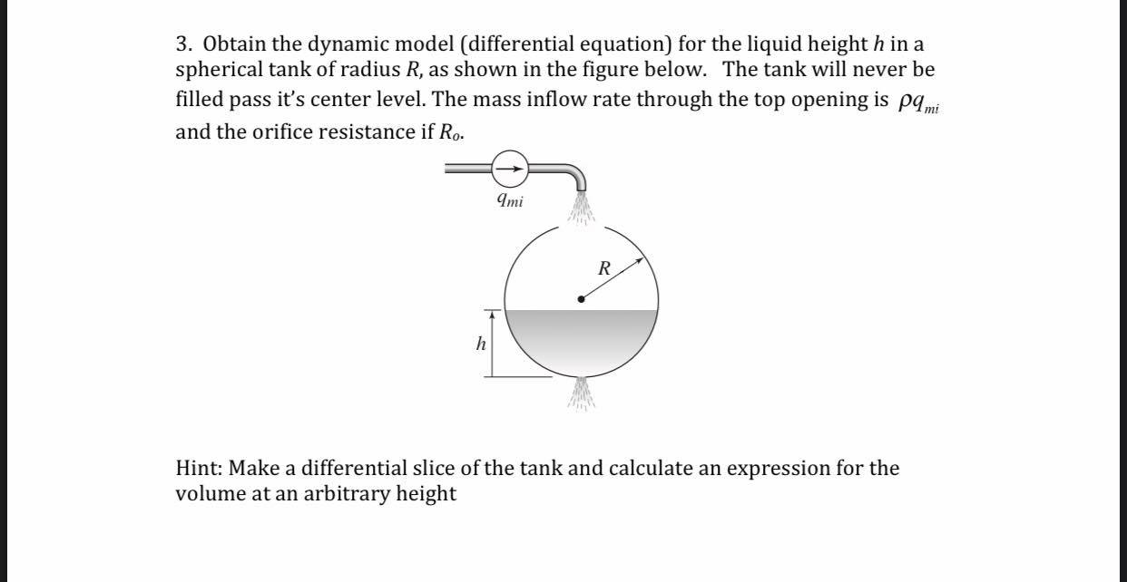 Solved 3. Obtain the dynamic model (differential equation) | Chegg.com