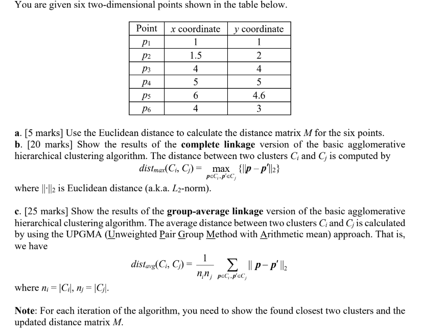 Solved a. [5 marks] Use the Euclidean distance to calculate | Chegg.com