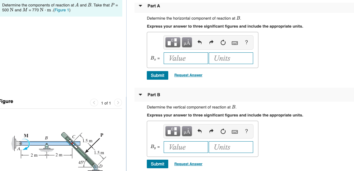 Solved Determine The Components Of Reaction At A And B Take