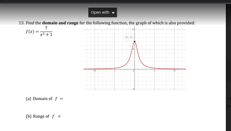 Solved 3. Find the domain and range for the following | Chegg.com