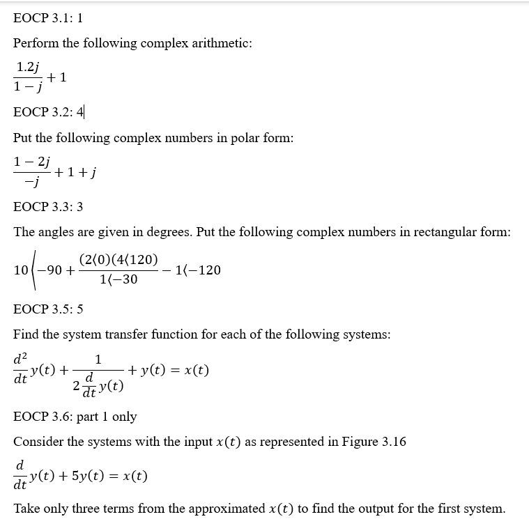 Solved EOCP 3.1: 1Perform the following complex | Chegg.com